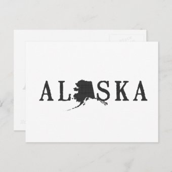 Alaska Map Shaped Letter State Word Art Black Postcard | Zazzle