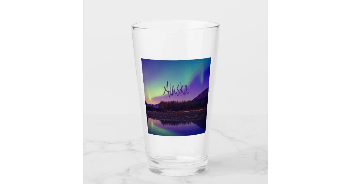 Alaska Northern Lights Mountains Lake Glass | Zazzle