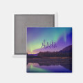 Alaska Northern Lights Mountains Lake Magnet | Zazzle
