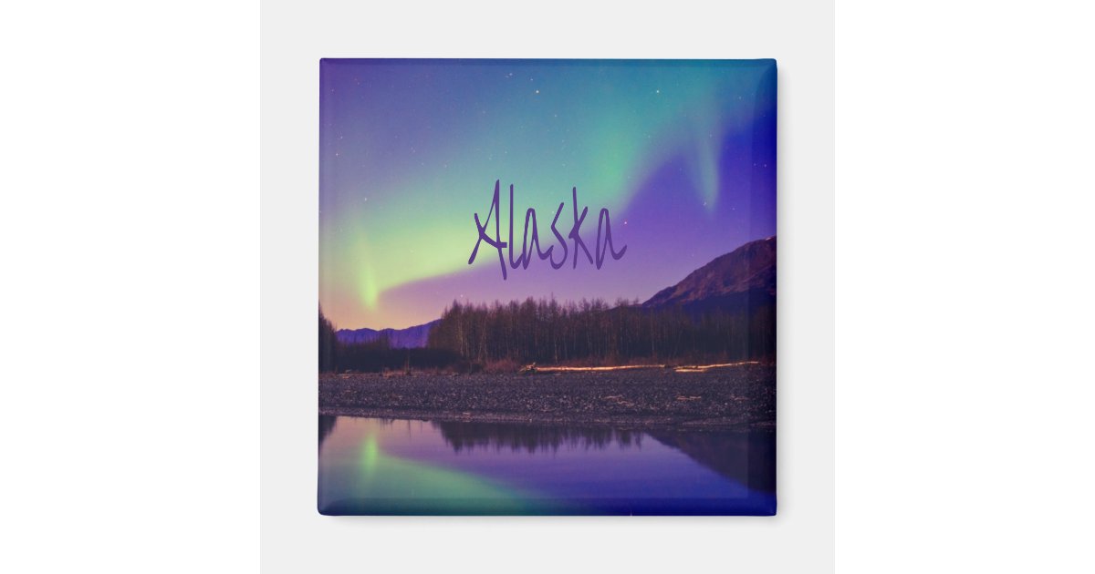 Alaska Northern Lights Mountains Lake Magnet | Zazzle