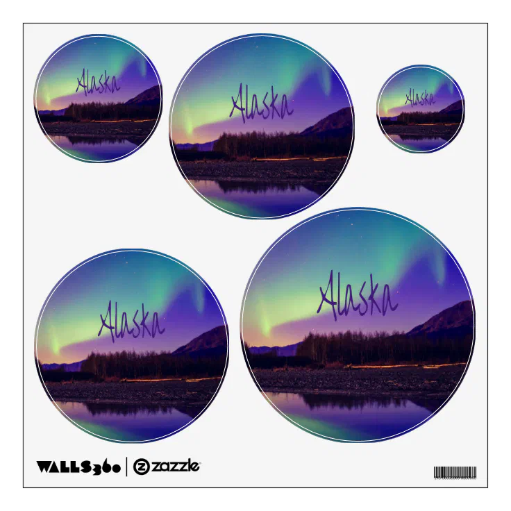 Alaska Northern Lights Mountains Lake Wall Decal | Zazzle