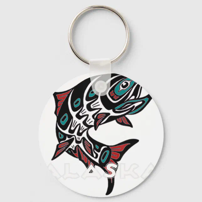 Alaska Salmon Fishing Native American Indigenous T Keychain | Zazzle