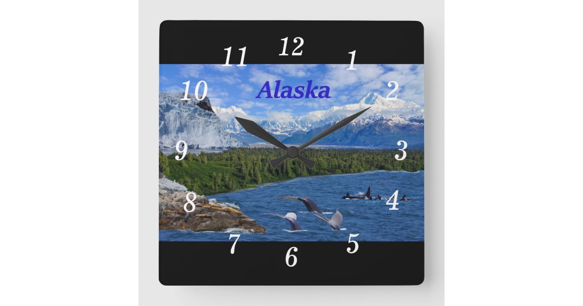 Alaska Square Wall Clock | Zazzle