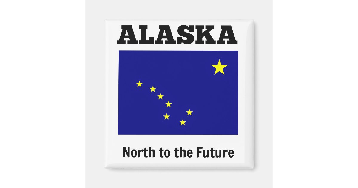 Alaska state flag, labeled with state motto magnet | Zazzle