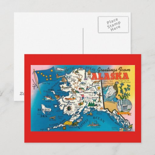 Alaska State Map Post Card | Zazzle