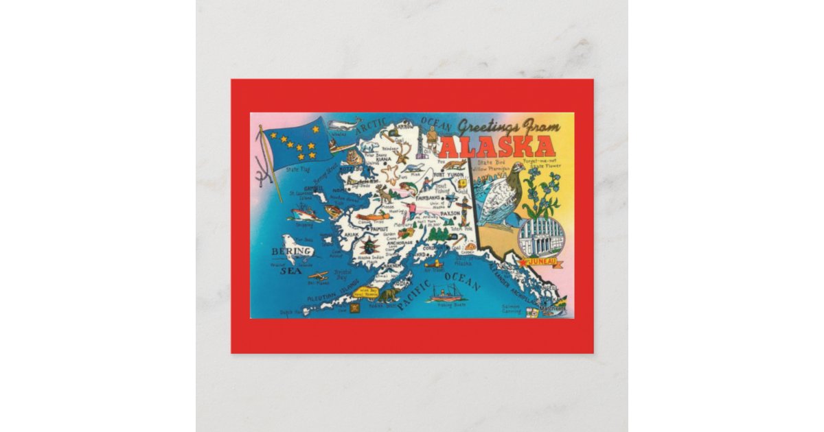 Alaska State Map Post Card | Zazzle