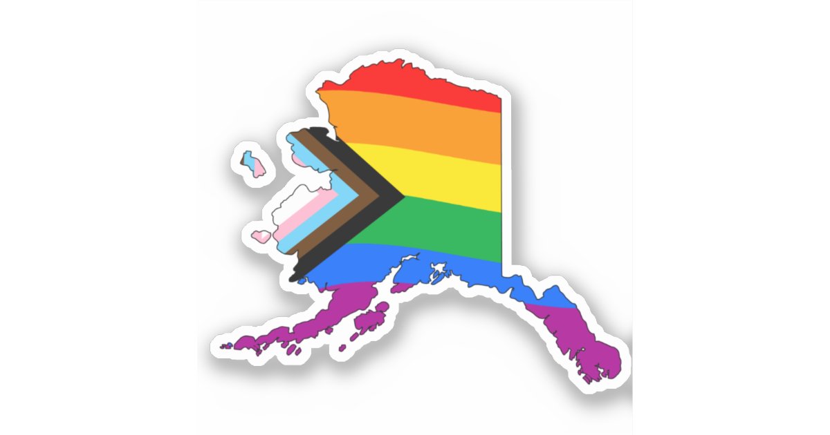 Alaska State Pride LGBTQ Progress Pride Sticker | Zazzle