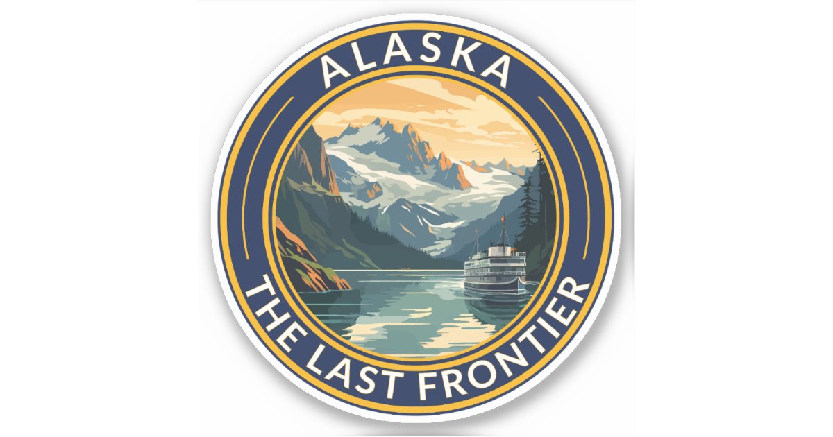 Alaska Travel Art Badge Sticker | Zazzle