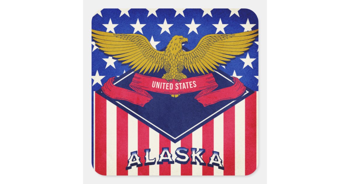 Alaska USA Flag Square Sticker | Zazzle