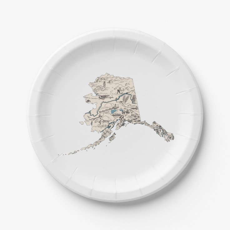 Alaska Vintage Picture Map Paper Party Plates | Zazzle