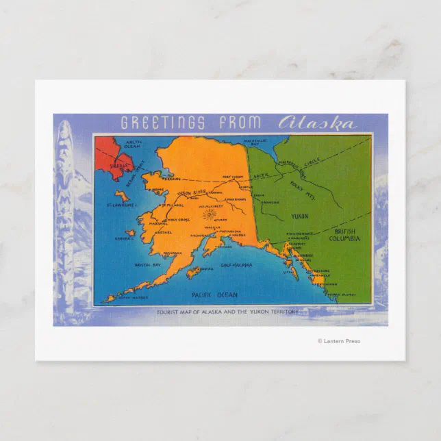 AlaskaGreetings From Alaska Map Postcard | Zazzle