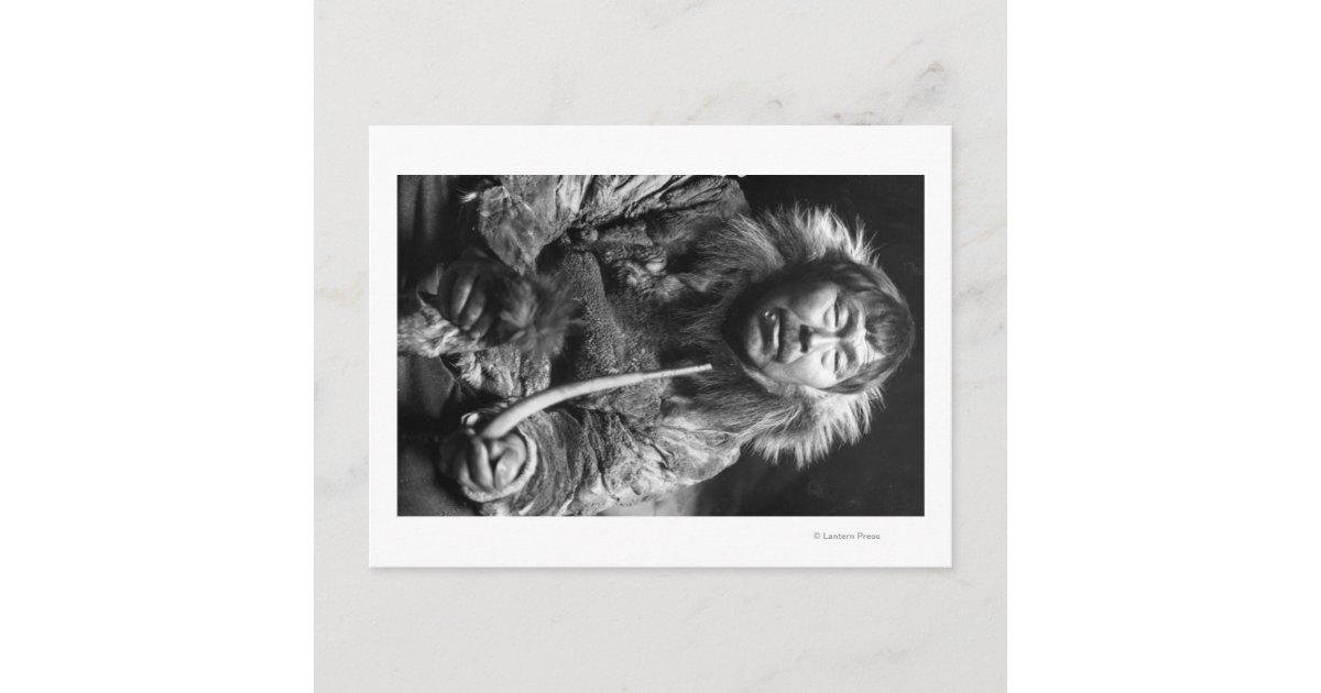 Alaskan Eskimo Smoking Pipe Photograph Postcard | Zazzle