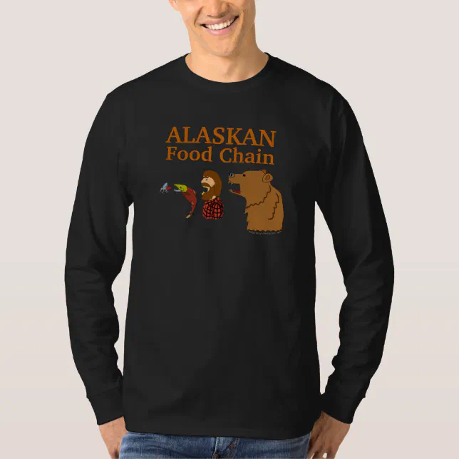 Alaskan Food Chain Funny Alaska Souvenir Tee Black | Zazzle