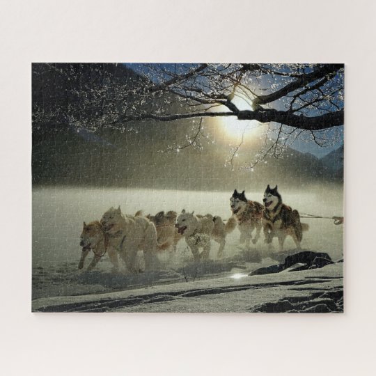 Alaskan Husky Dog Sled Race Jigsaw Puzzle | Zazzle.com