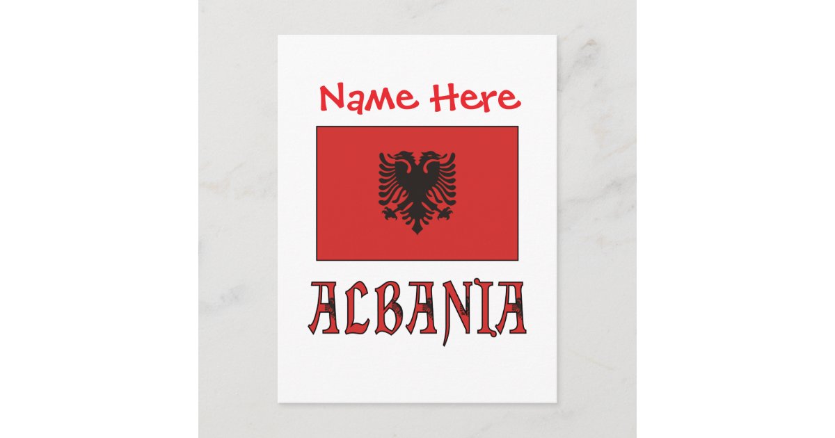 Albania Albanian Flag Red Personalized Postcard | Zazzle