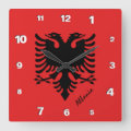 Albania Clock, patriotic home, Albanian Flag Square Wall Clock | Zazzle