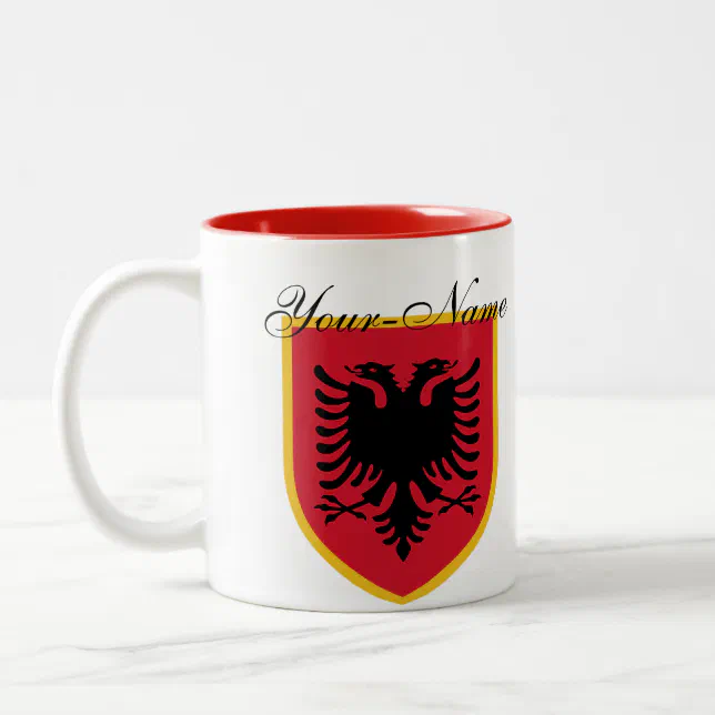 Albania Flag Two-Tone Coffee Mug | Zazzle