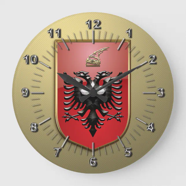 Albanian Coat of arms Large Clock | Zazzle