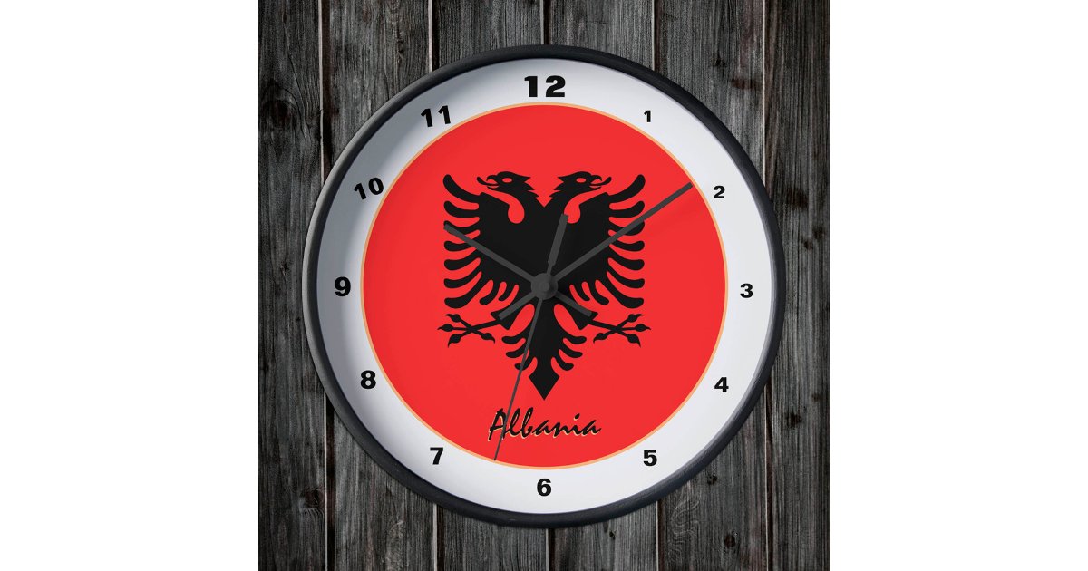 Albanian Flag & Albania trendy Home / design Round Clock | Zazzle