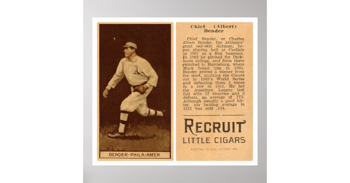 Albert Chief Bender Baseball 1912 Poster | Zazzle
