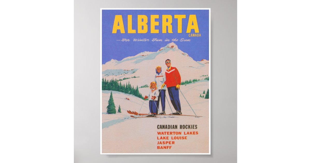 Alberta Canada Vintage Ski Poster | Zazzle