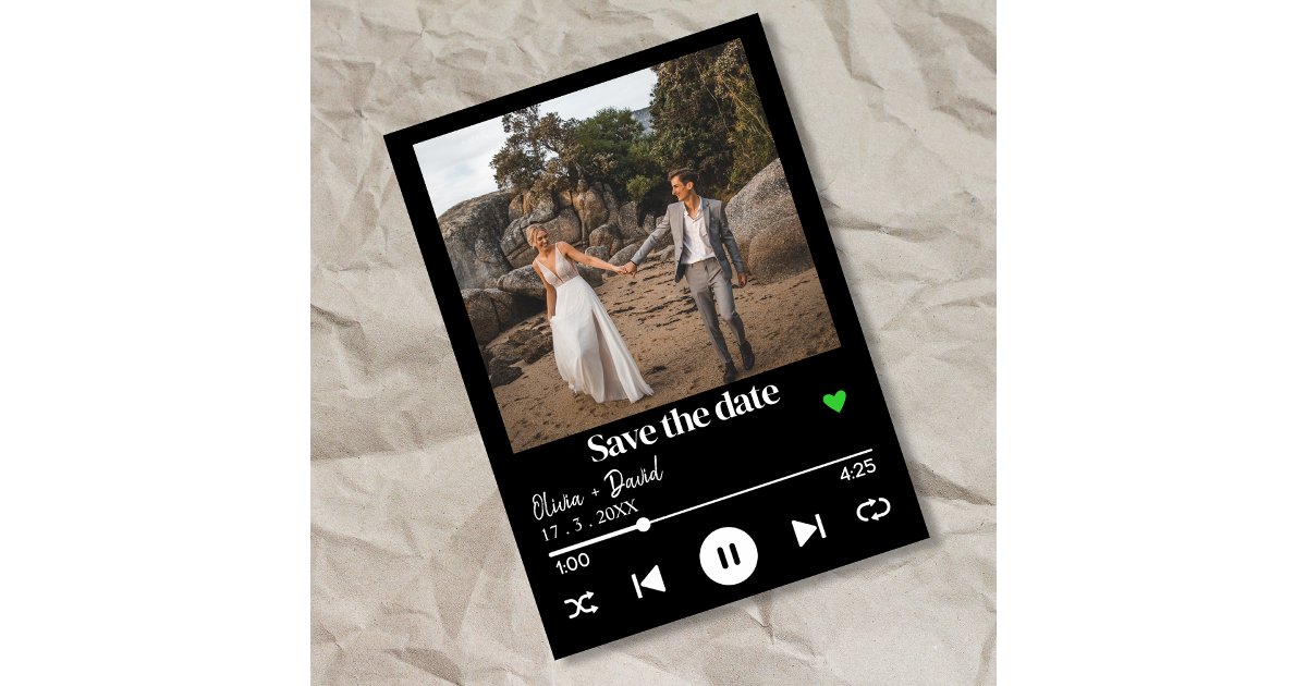 Album Cover Photo Music Player Song Save the Date Invitation | Zazzle