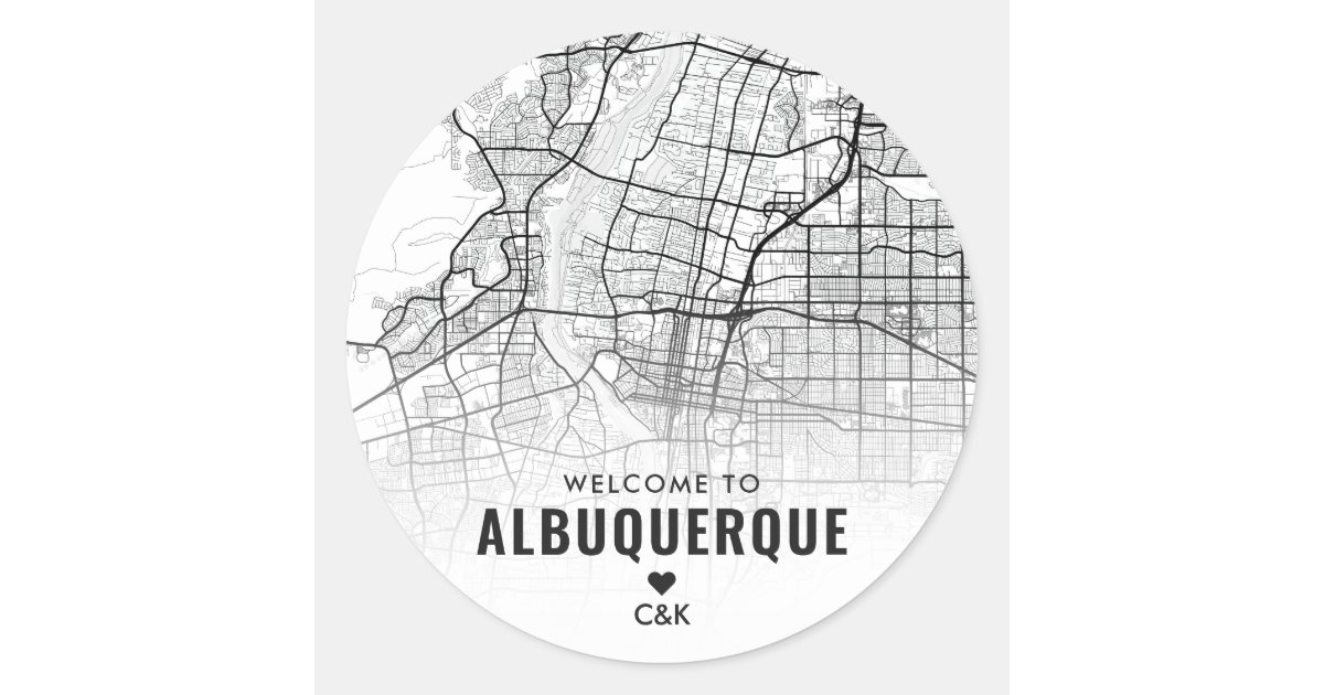 Albuquerque City Map | Wedding Welcome Classic Round Sticker | Zazzle