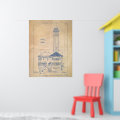 Alcatraz Island Lighthouse Blueprint Vintage Poster | Zazzle