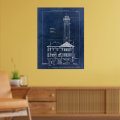 Alcatraz Island Lighthouse Blueprint Vintage Poster | Zazzle