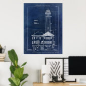 Alcatraz Island Lighthouse Blueprint Vintage Poster | Zazzle