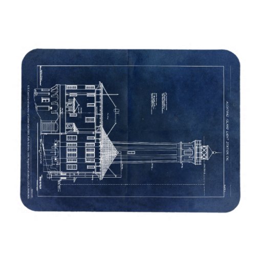 Alcatraz Island Lighthouse Vintage Blueprint Magnet | Zazzle