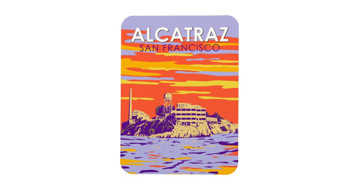 Alcatraz Island San Francisco Travel Art Vintage Magnet | Zazzle