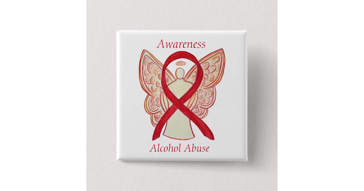 Alcohol Abuse Awareness Ribbon Angel Custom Pin | Zazzle