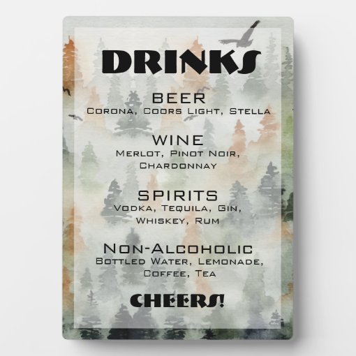 Alcohol Cocktail Drinks Bar EDITABLE Sign Plaque | Zazzle