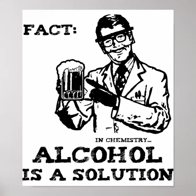 Alcohol is a Solution in Chemistry Retro Poster | Zazzle