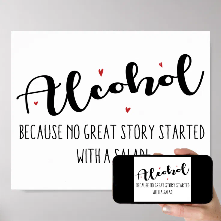 Alcohol, Wedding Bar Sign | Zazzle