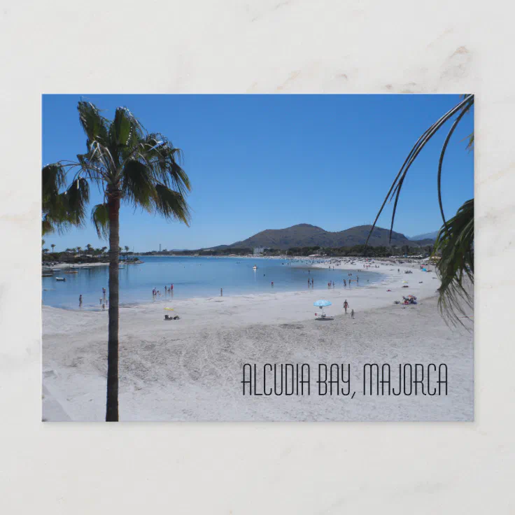 Alcudia Beach and Bay Landscape Majorca Spain Postcard | Zazzle