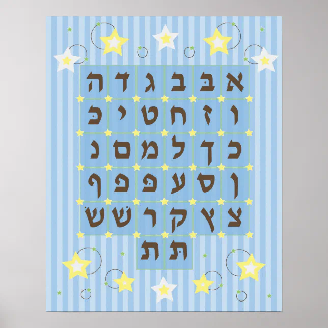 Alef Beis Poster (light Blue) | Zazzle