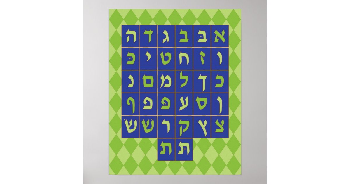 Alef Beis Poster (Navy and green) | Zazzle