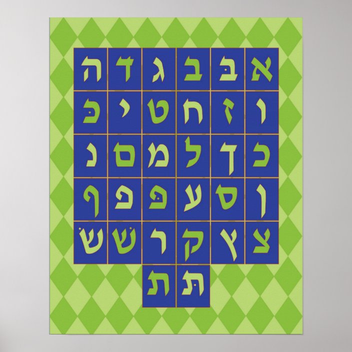 Alef Beis Poster (Navy and green) | Zazzle.com
