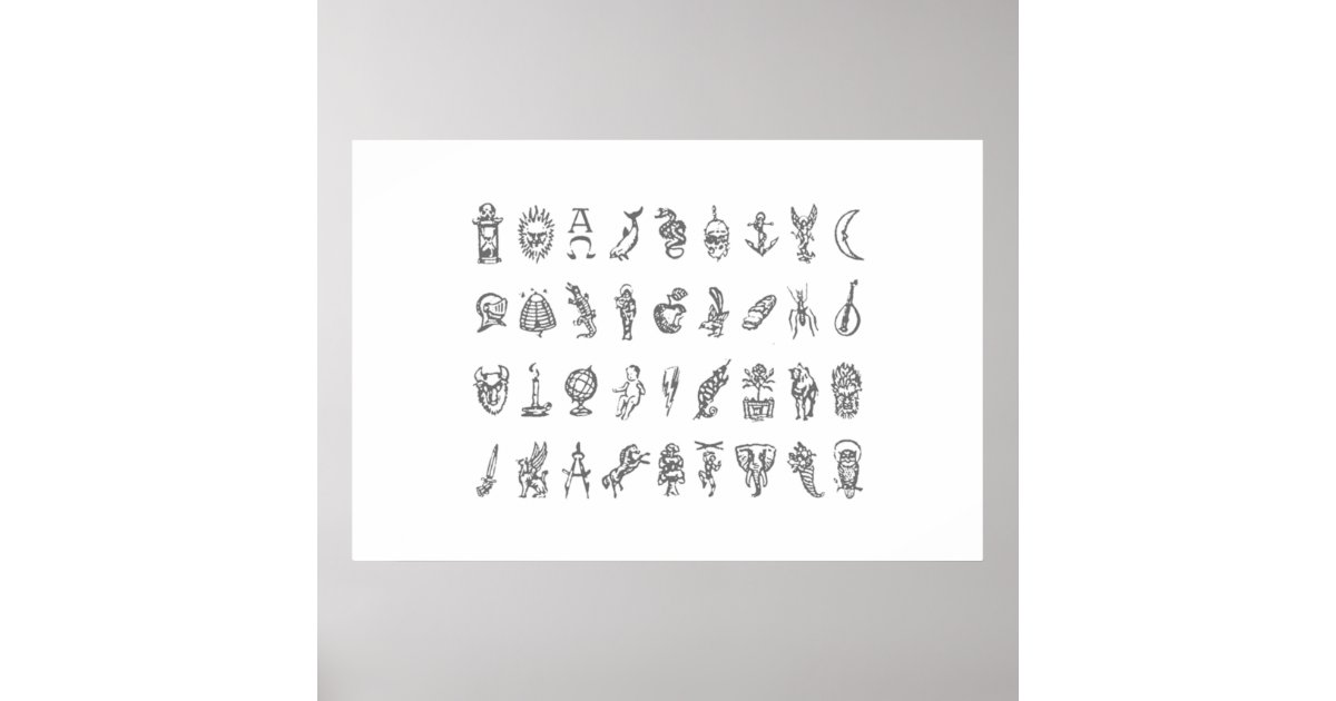 Alethiometer Symbols Grid Golden Compass The Symbo Poster | Zazzle