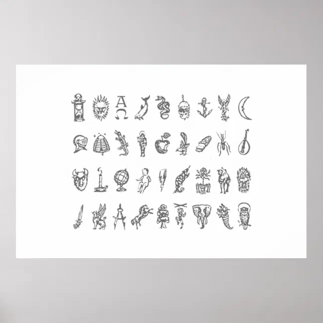 Alethiometer Symbols Grid Golden Compass The Symbo Poster | Zazzle