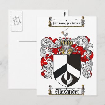 Alexander Coat of Arms / Alexander Family Crest Postcard | Zazzle