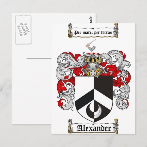 Alexander Coat of Arms / Alexander Family Crest Postcard | Zazzle