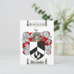Alexander Coat of Arms / Alexander Family Crest Postcard | Zazzle
