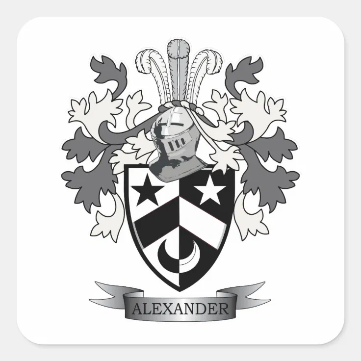 Alexander Family Crest Coat of Arms Square Sticker | Zazzle