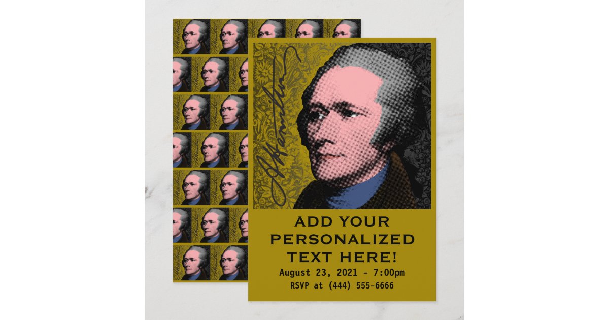 Alexander Hamilton Pop Art Portrait Invitation | Zazzle