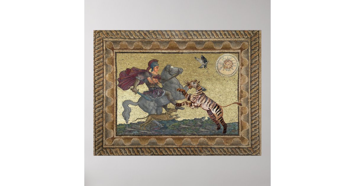 Alexander the Great, Bucephalus and Peritas mosaic Poster | Zazzle