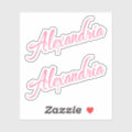 Alexandria Decorative Name in Pink x2 Sticker | Zazzle