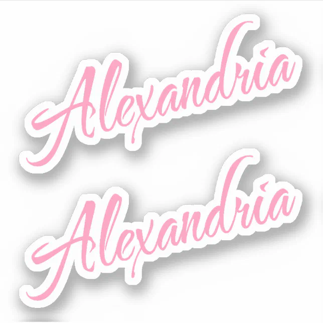 Alexandria Decorative Name in Pink x2 Sticker | Zazzle